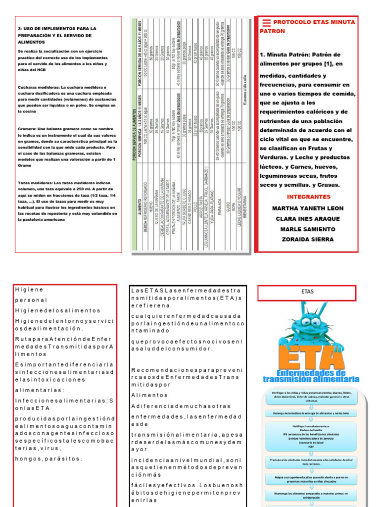 Folleto Sobre Protocolo Etas, Munuta Patron | PDF | Alimentos | Leche