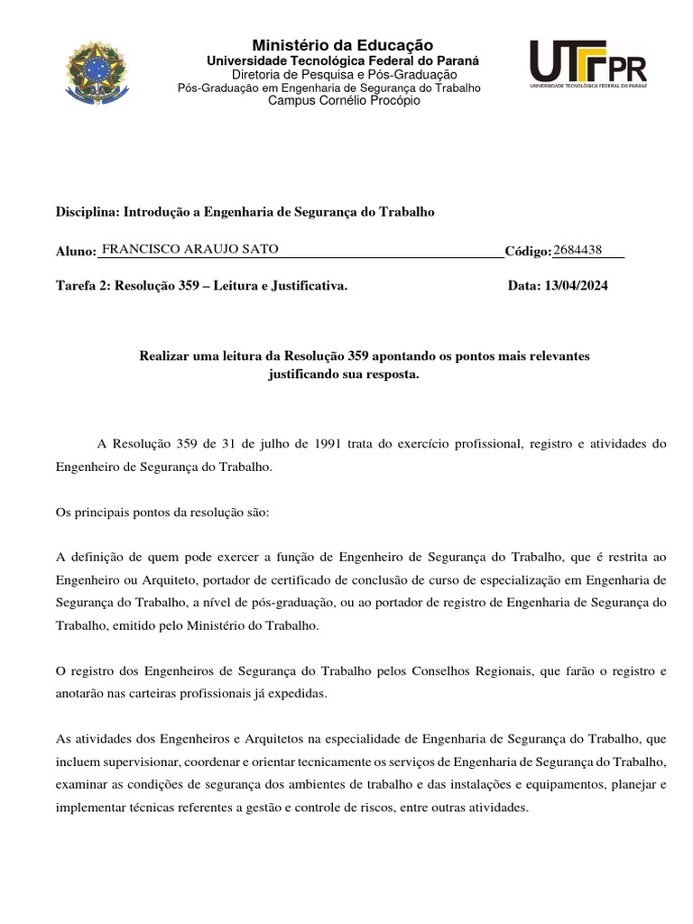 Tarefa 02 - Francisco Araujo Sato | PDF