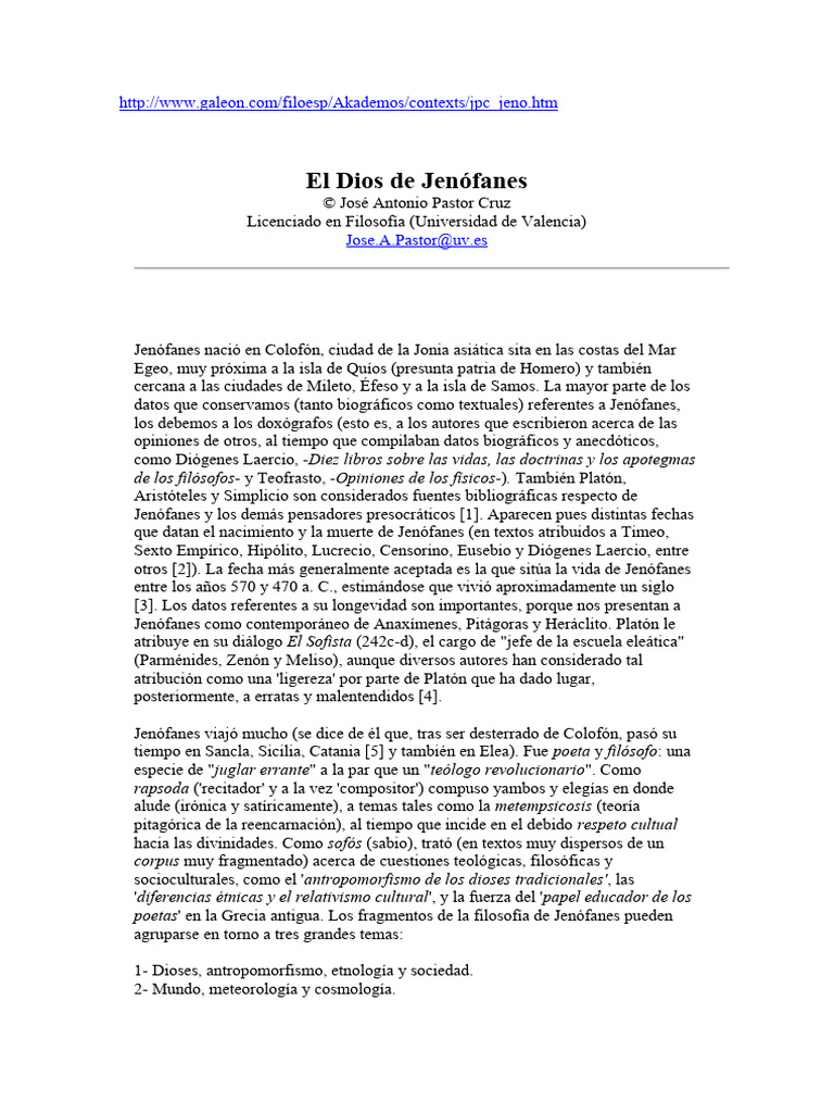 El Dios de Jenófanes | PDF | Filosofía