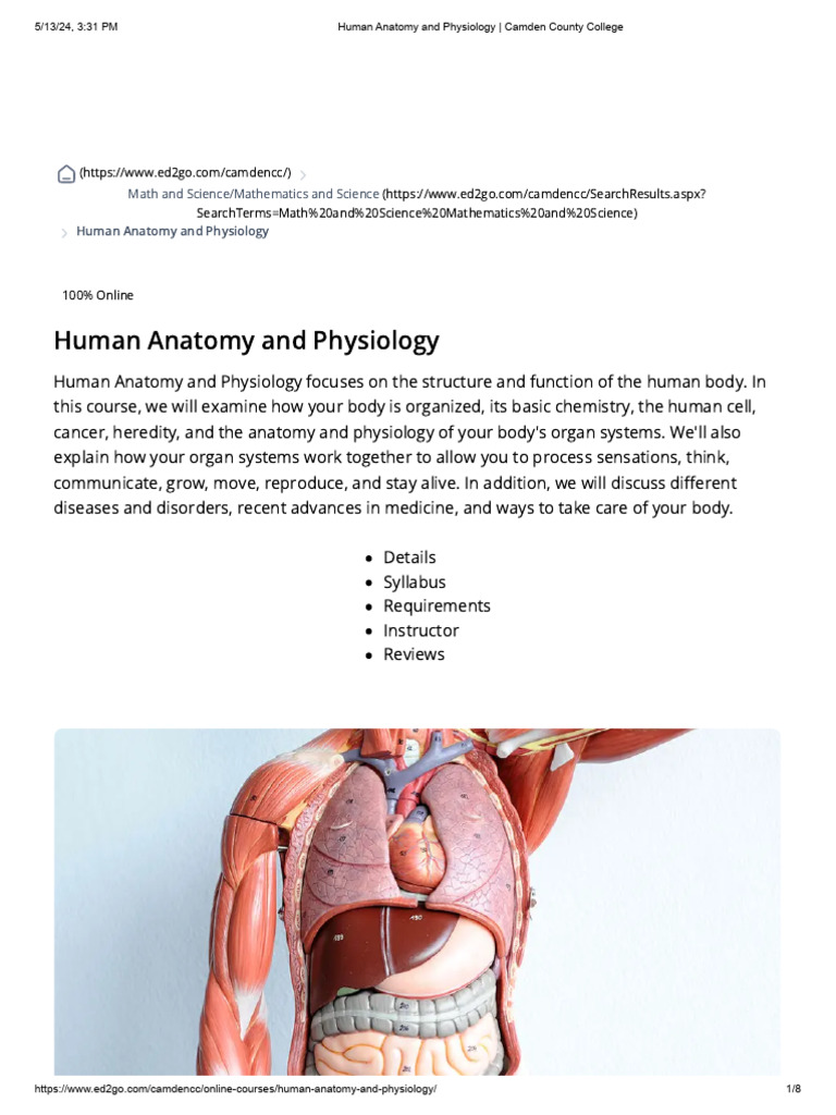 Online Human Anatomy Course Overview | PDF | Human Body | Physiology