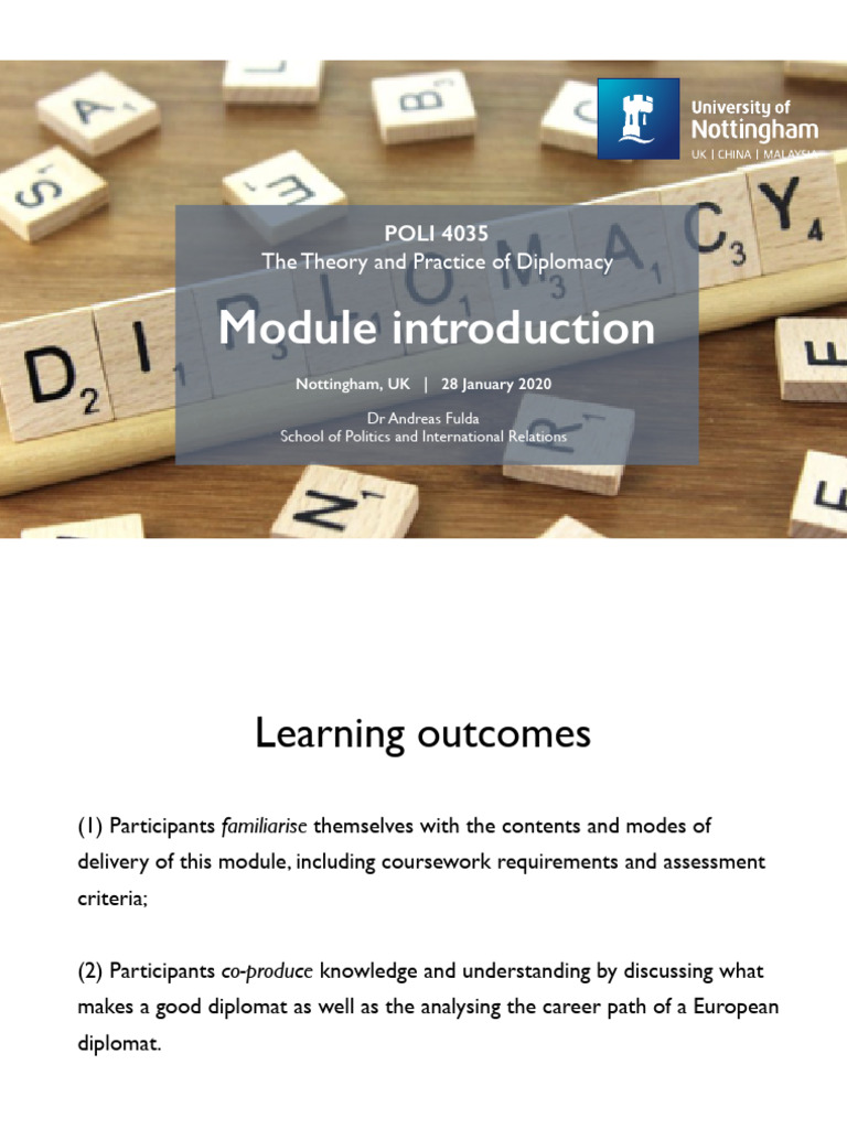 POLI 4035 TW1 Module Introduction (280120) | PDF | Diplomacy | Teachers