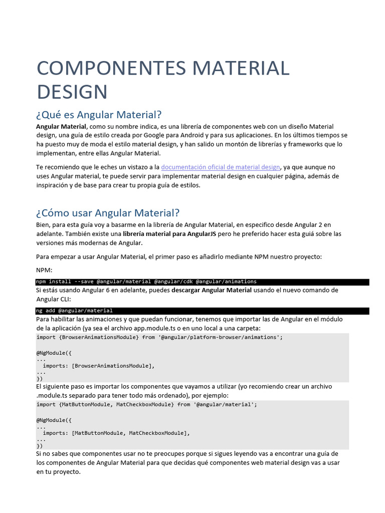 Guía de Angular Material Design | PDF | HTML | Informática