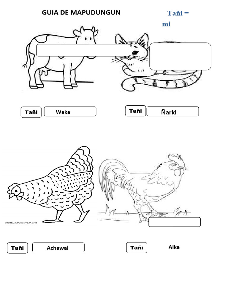 Guia-De-Mapuzungun-Kullin-Los-Animales 1 Año | PDF