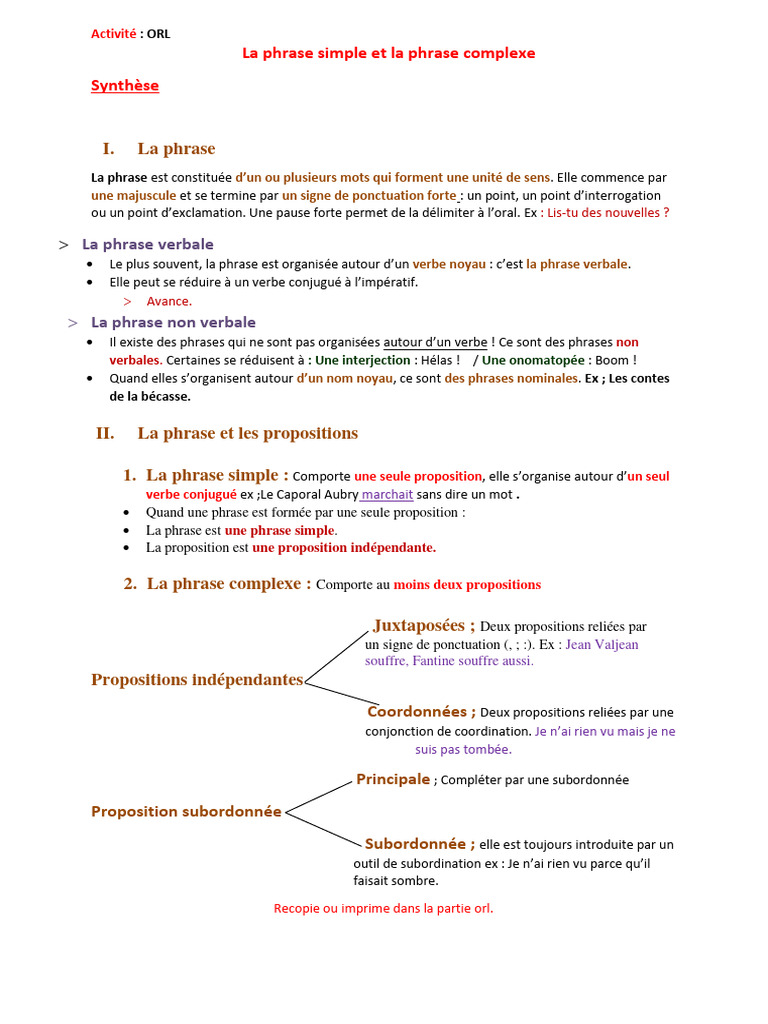 La Phrase Simple Et La Phrase Complexe | PDF | Phrase | Clause