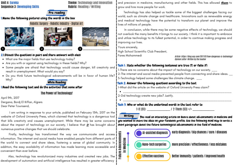 Sequence 3 Developing Skills Worksheet | PDF | Innovation | Social Media