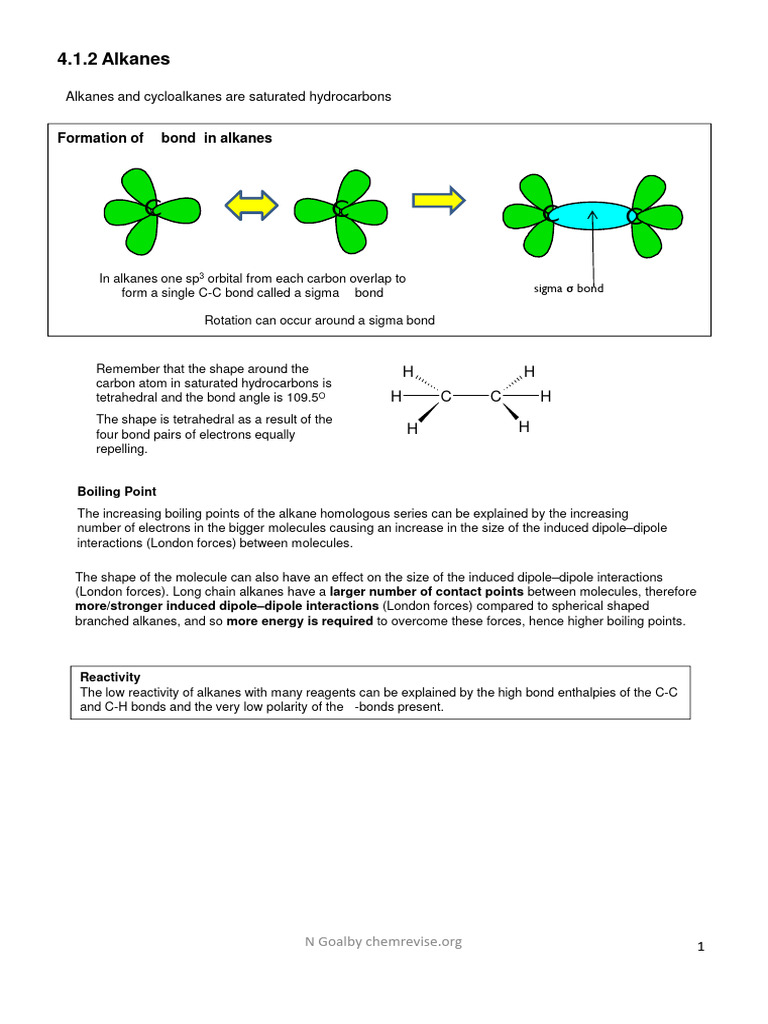 Notes Revision Guide Alkanes | PDF | Alkane | Cracking (Chemistry)