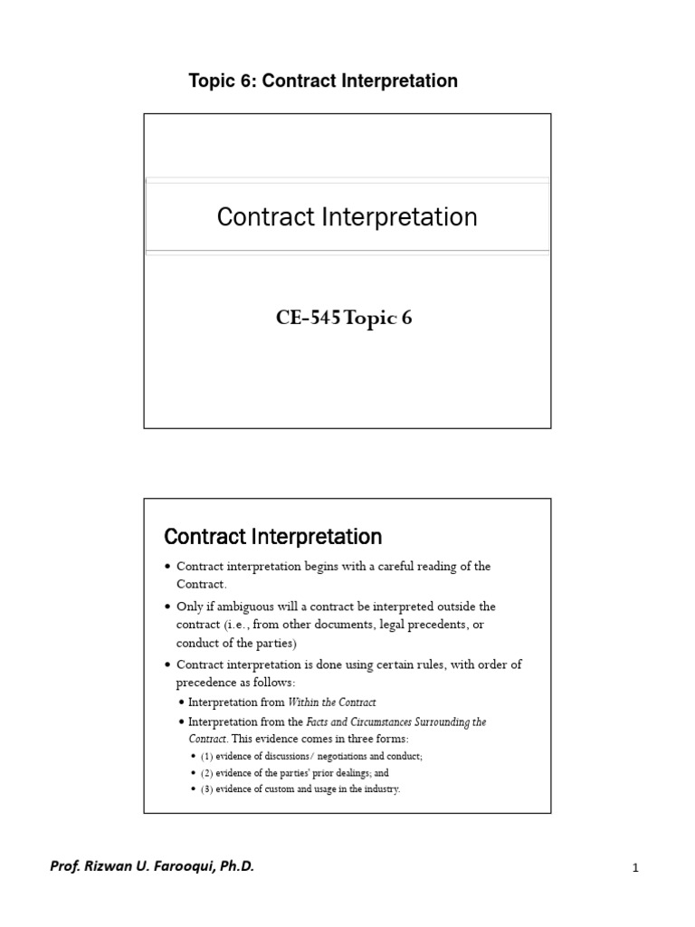 06 Contract Interpretation | Download Free PDF | Parol Evidence Rule | Contractual Term
