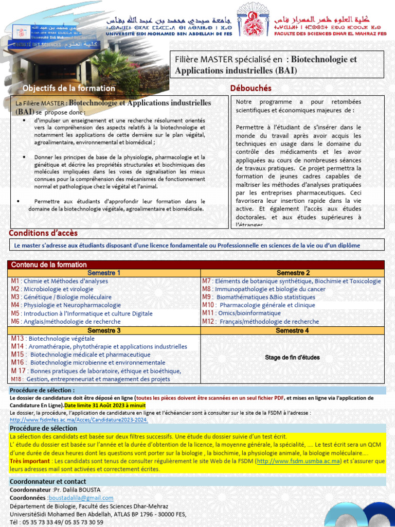 Master en Biotechnologie et Applications | PDF | Biotechnologie | Sciences de la santé