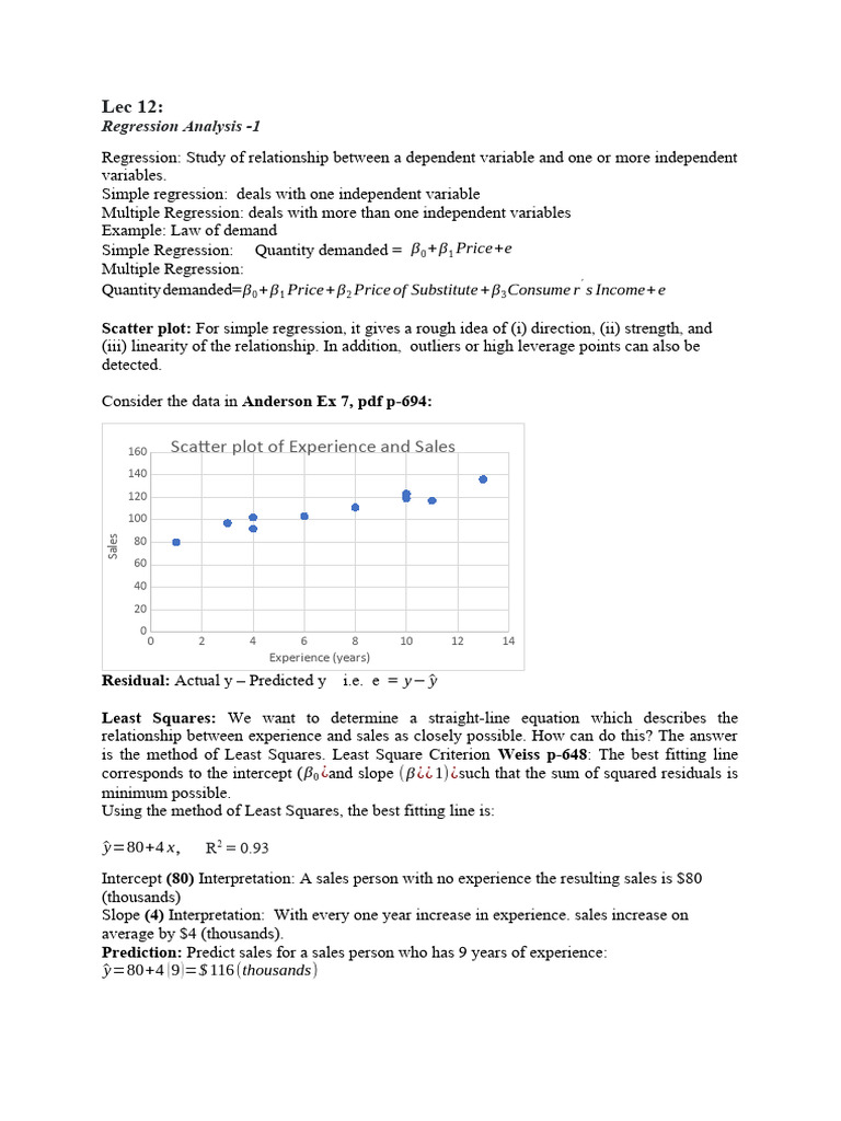 Lecture Plan 12 - 16!1!1 | PDF | Linear Regression | Regression Analysis