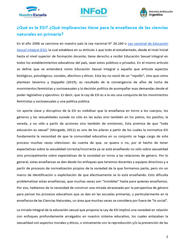 La ESI para Repensar El Campo de Las Ciencias Naturales - 1 - INFD ...