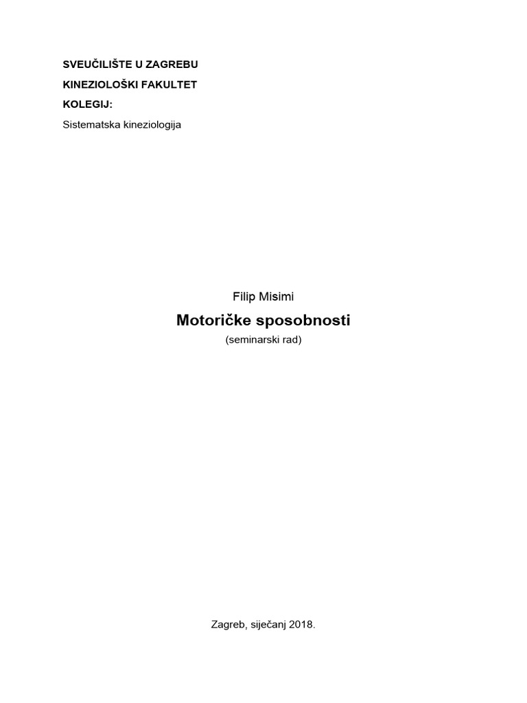 Motoričke Sposobnosti Misimi | PDF