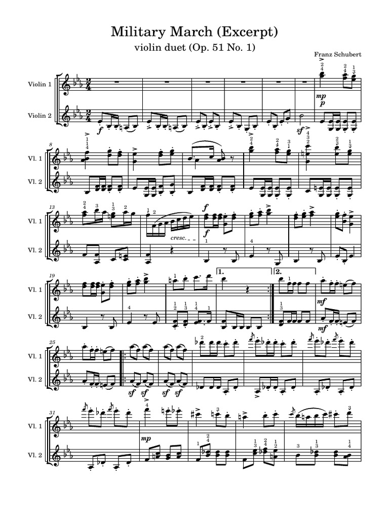 Marche Militaire 1 Franz Schubert - Violin Solo | PDF | Musical ...