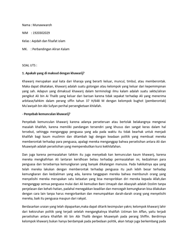 Munawwaroh Tugas Uts Fix | PDF