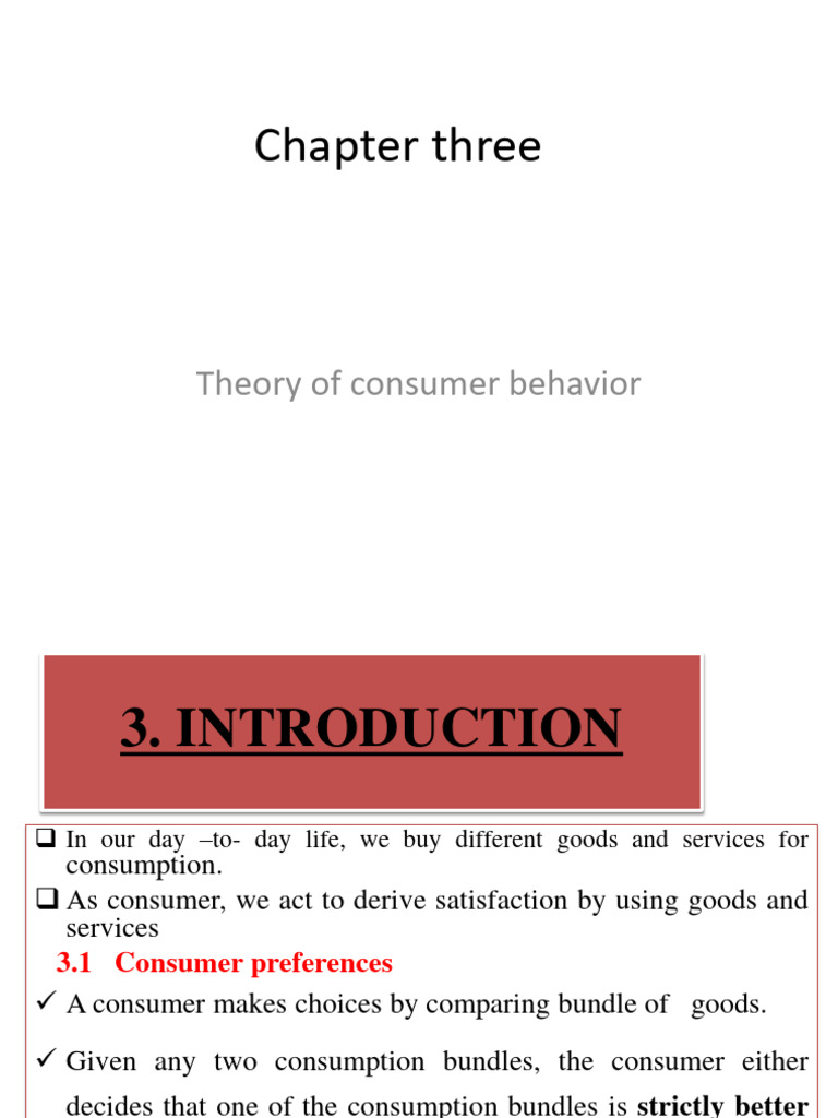 Chapter Three: Theory of Consumer Behavior | Download Free PDF | Utility | Consumers