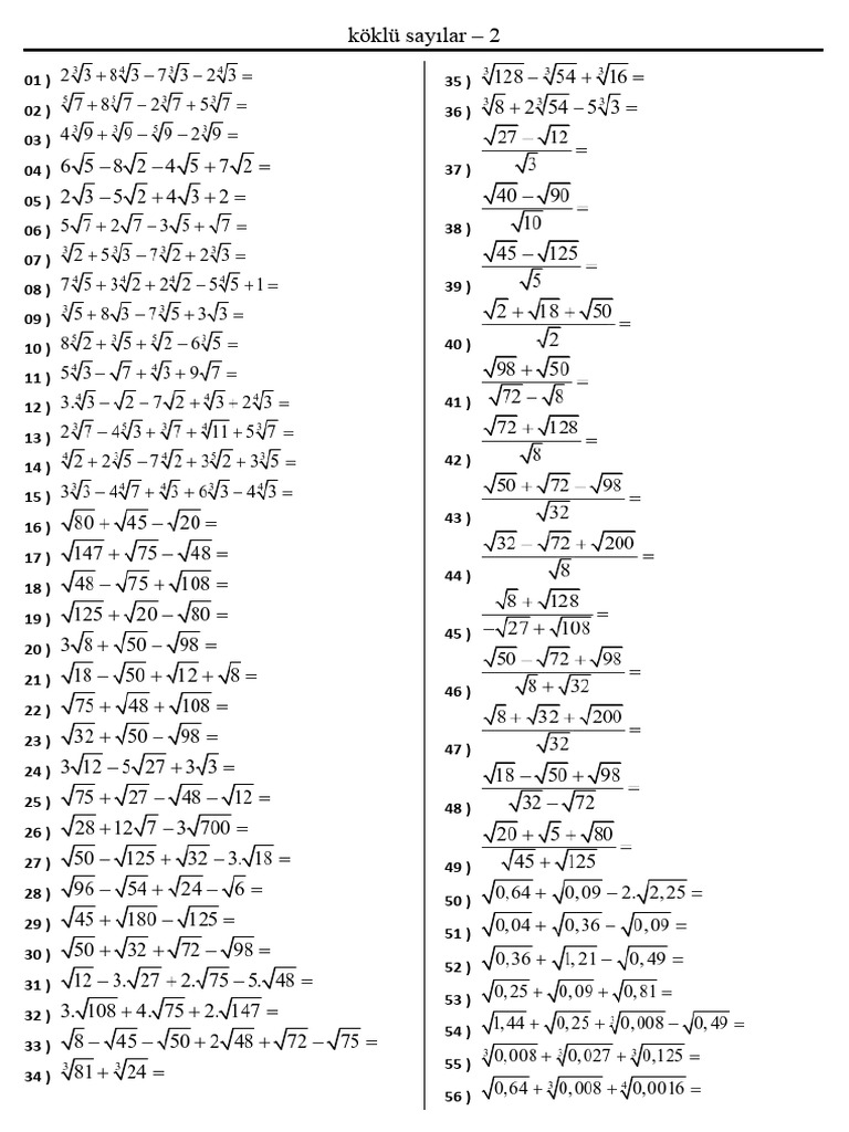 Köklü Sayilar 2 | PDF