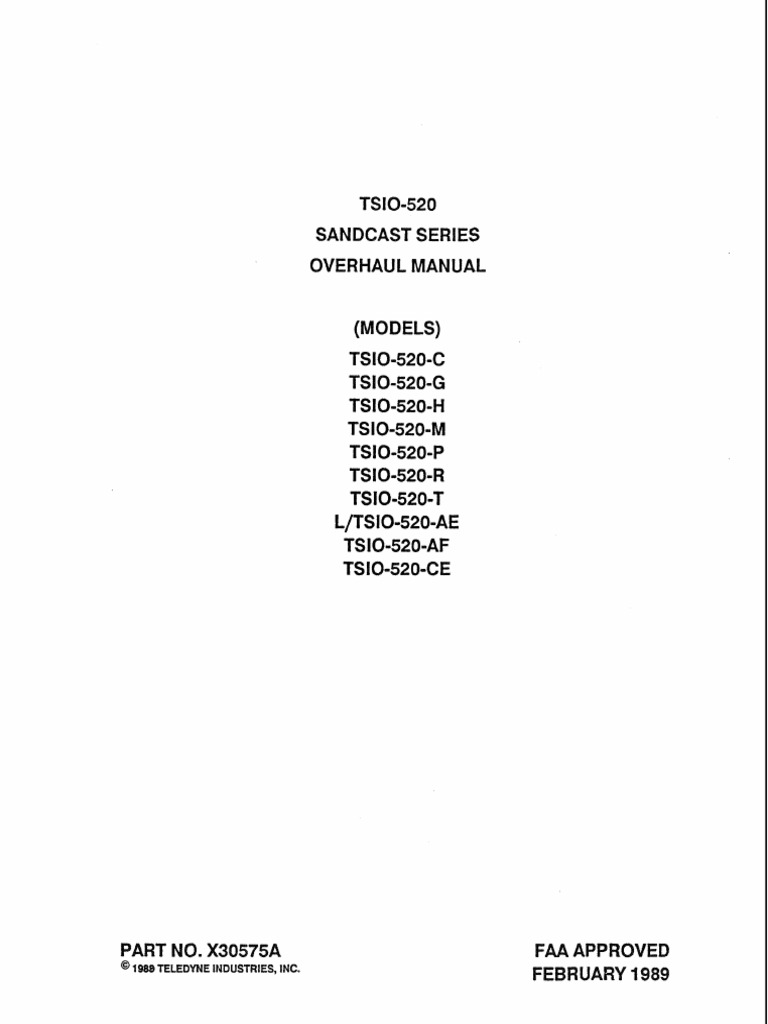 Overhaul Manual For TSIO-520 Series | PDF | Engines | Mechanical ...