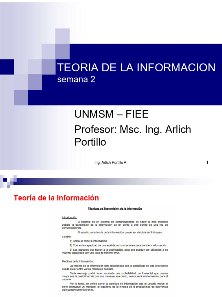 Teoria de La Informacion Semana 2 | PDF