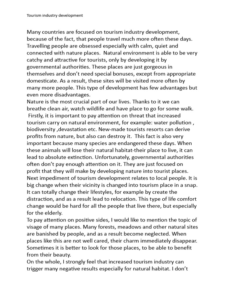 Impact of Tourism on Natural Environments | PDF | Science & Mathematics ...