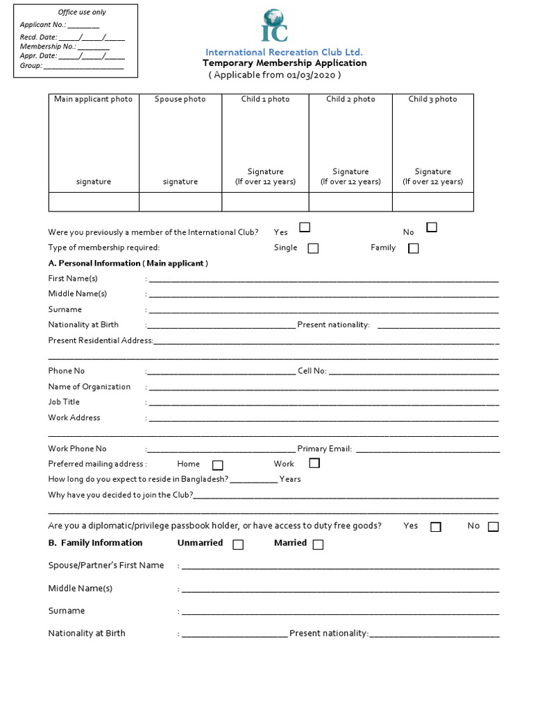 Temporary Membership Application 2022 | PDF | Credit Card | Fee