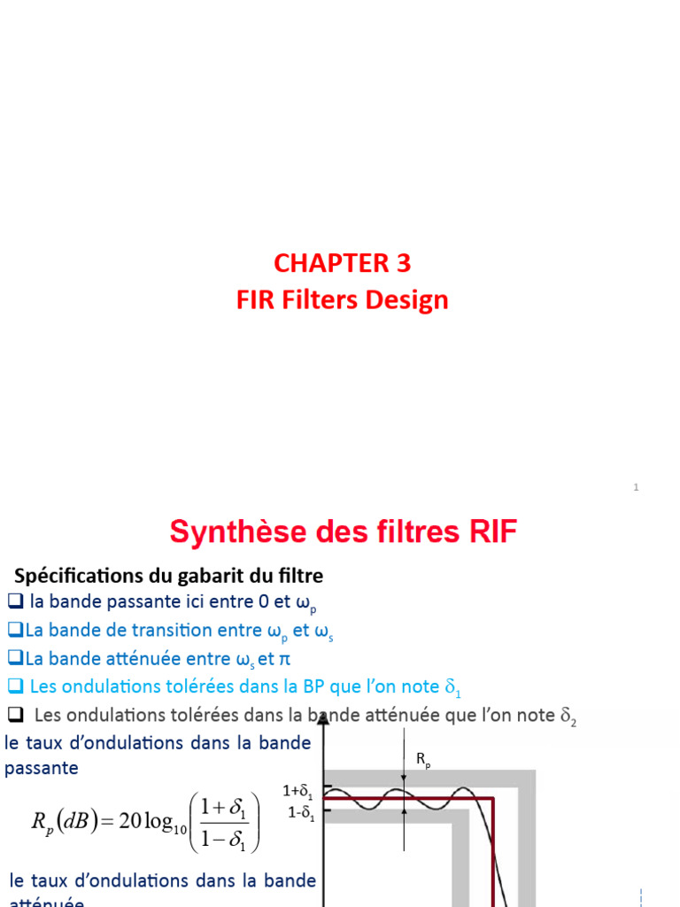 Chap3 - Synthèse Des Filtres Numériques RIF | PDF | Filtre ...