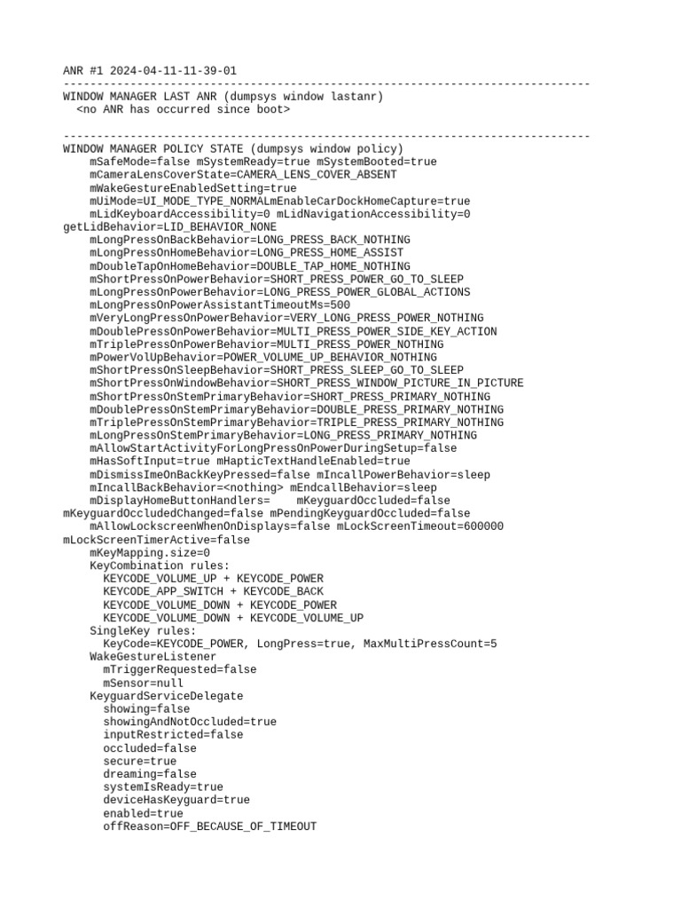Dumpsys ANR WindowManager | PDF | Tablet Computer | Software