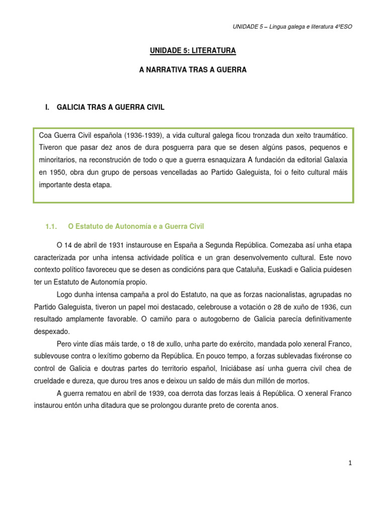 UD5 Literatura NarrativaGuerra | PDF