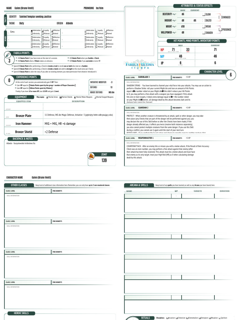Fabula Char | PDF | Gaming | Tabletop Games