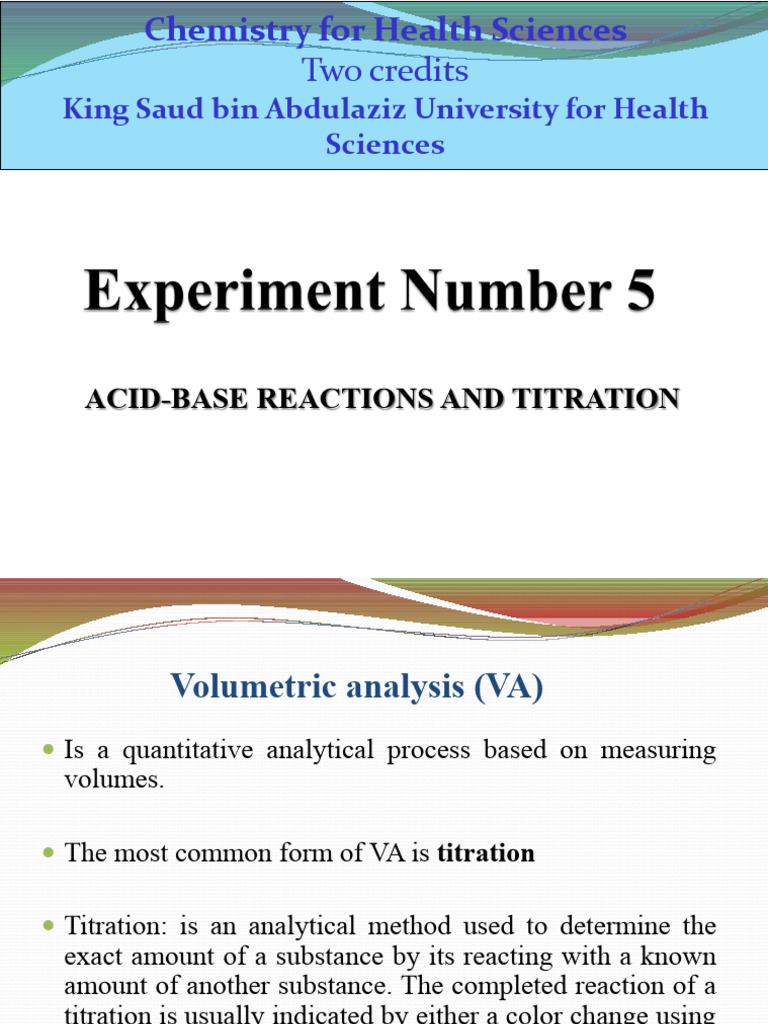 Experiment Number 5 | PDF | Titration | Chemistry