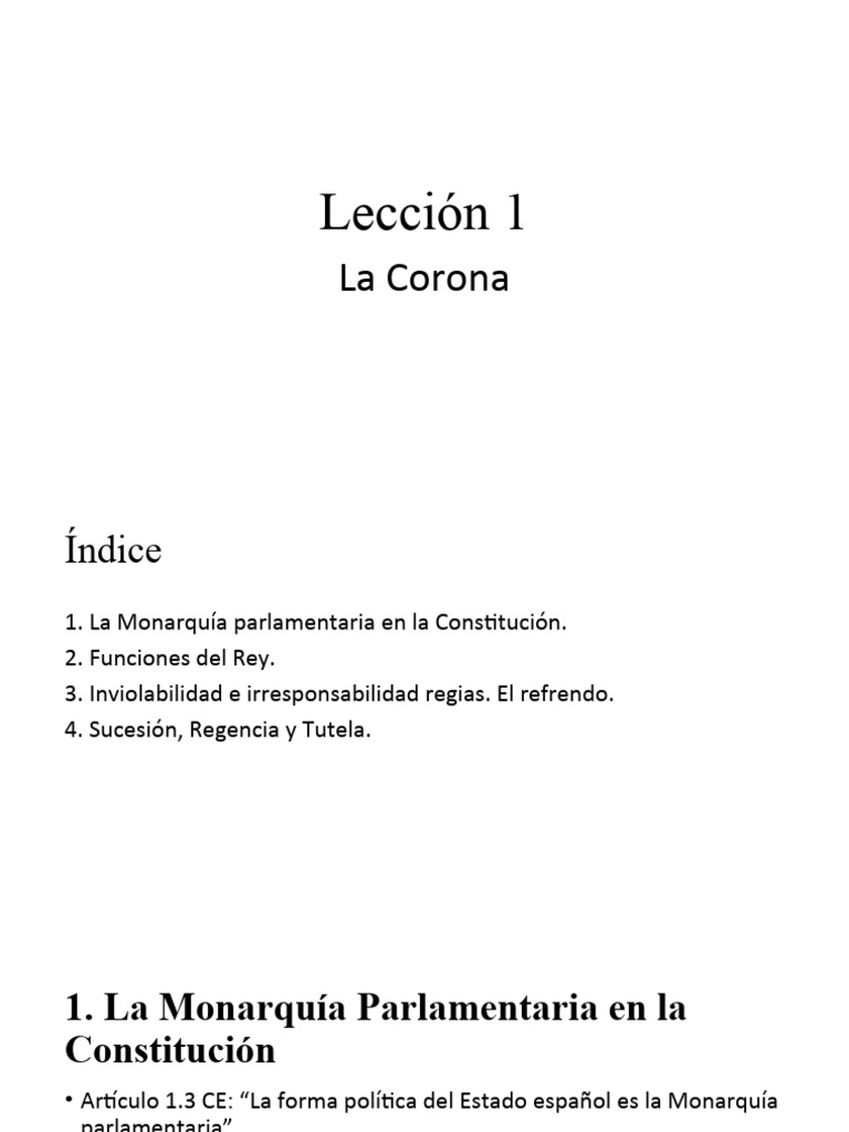 Lección 1 - La - Corona | PDF | Gobernancia | Instituciones gubernamentales