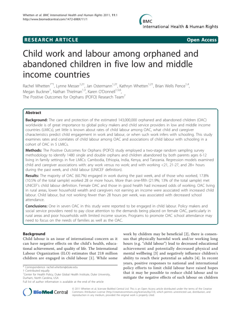 Analysis of Orphanhood Country Wise | PDF | Human Development | Family