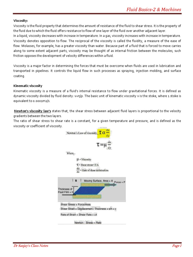 Newton's Law of Viscosity and Hydraulic Machines | Download Free PDF | Viscosity | Pump