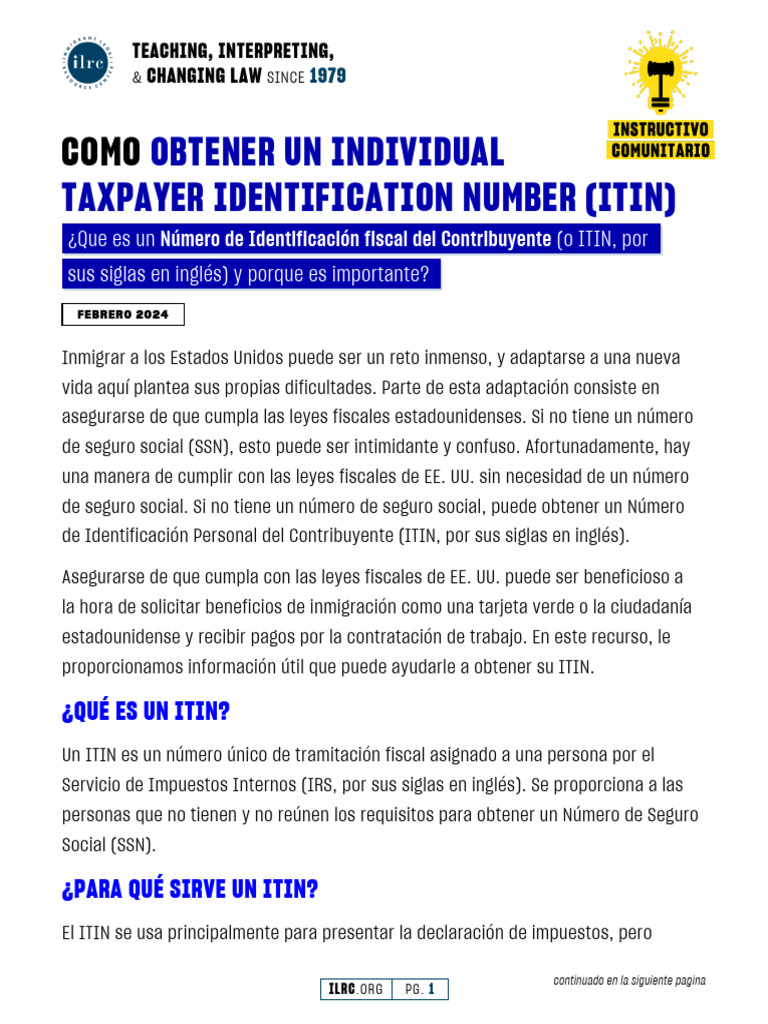 Guía Completa para Obtener un ITIN | PDF | Documento de identidad | Impuestos