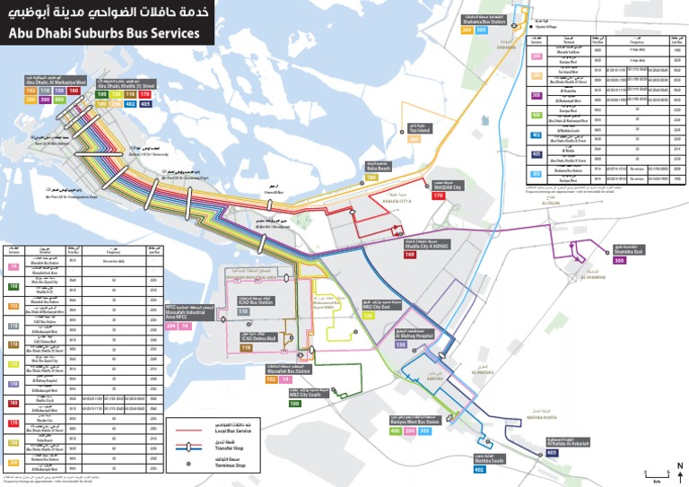 Abu Dhabi Suburbs Bus Service Network Map-1 | United Arab Emirates ...
