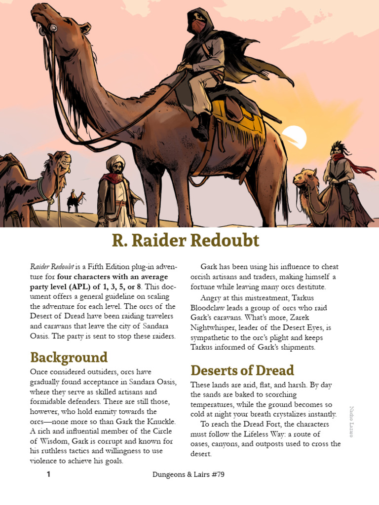 DMDave - Dungeons & Lairs 79 - Raider Redoubt - Full Version | PDF | Desert