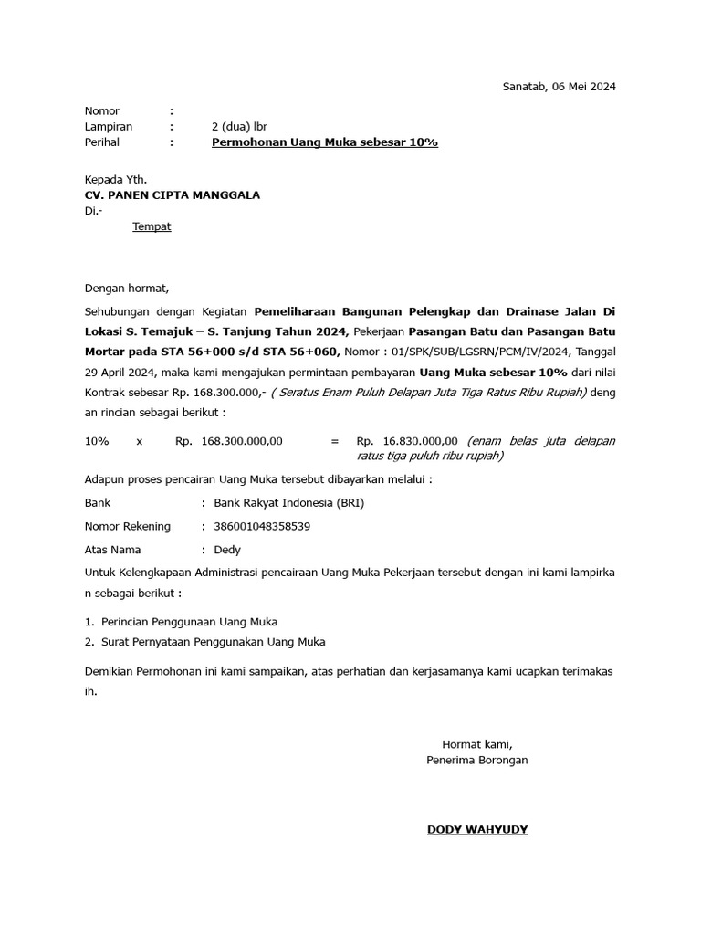 Permohonan Uang Muka | PDF