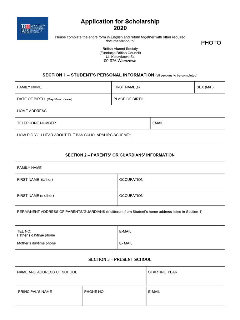 Bas Application Form 2020 | PDF