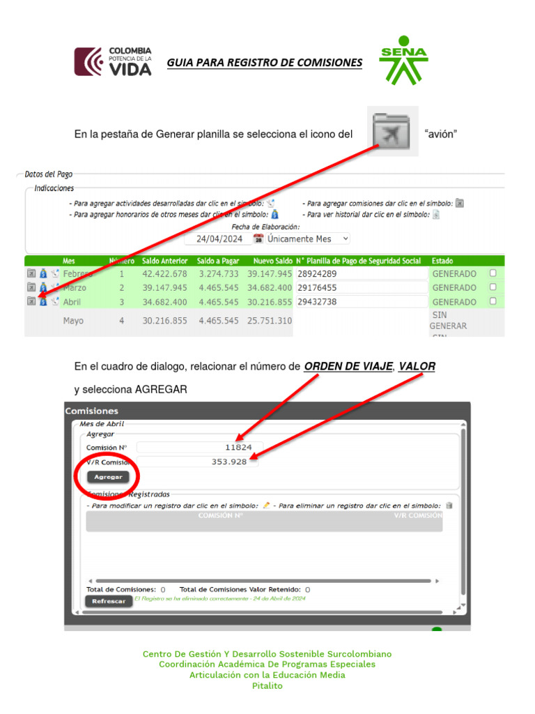 Guia para Registro de Comisiones | PDF