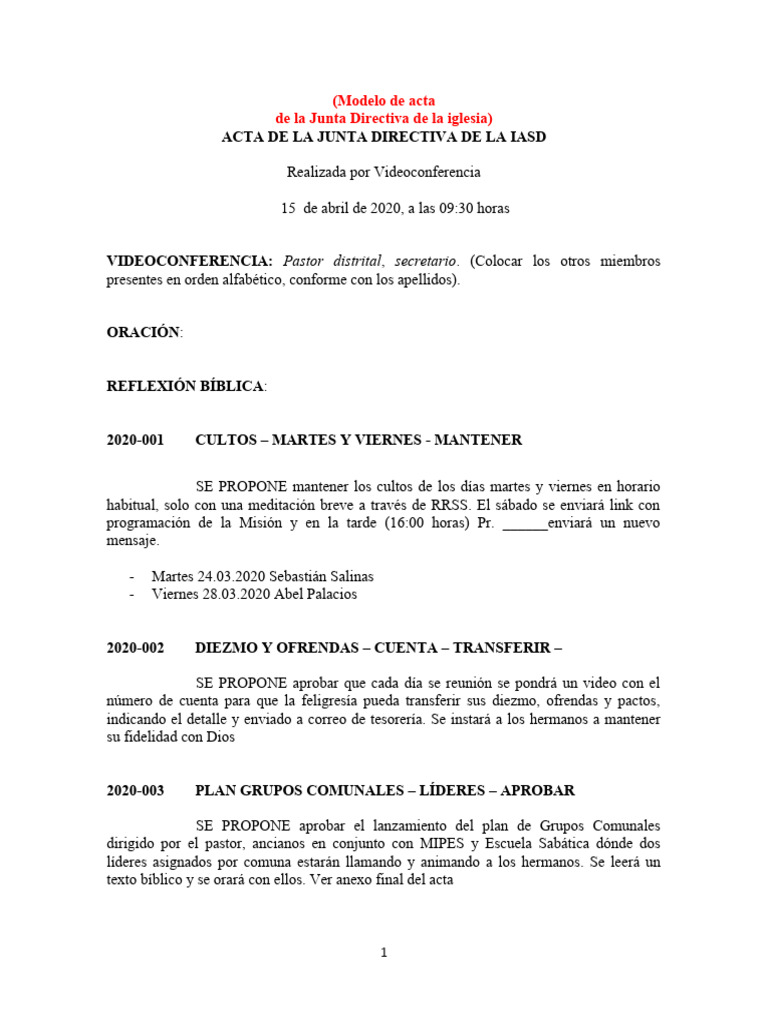 Modelo de Acta | PDF