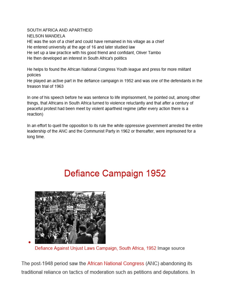 Nelson Mandela and Apartheid in South Africa | PDF | Apartheid | Nelson ...