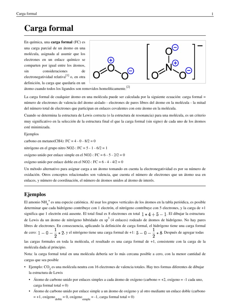 Guía de Carga Formal en Química | PDF | Enlace químico | Interacción