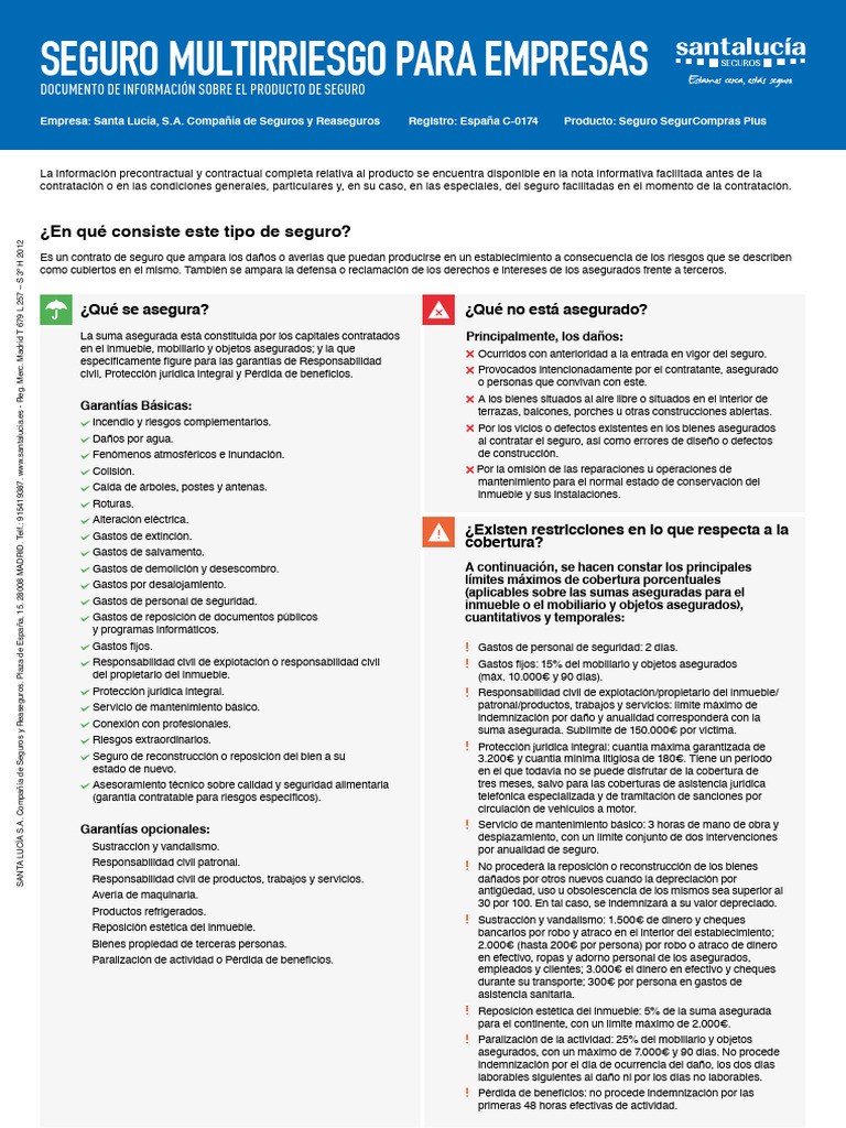 SL PID SegurCompras Plus - V1 - Web | PDF | Seguro | Póliza de seguros