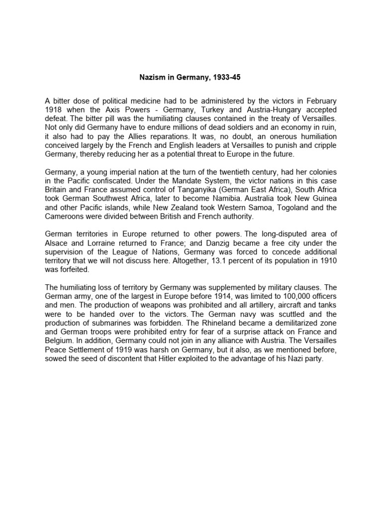 The Rise of Nazism: A Bitter Legacy | PDF