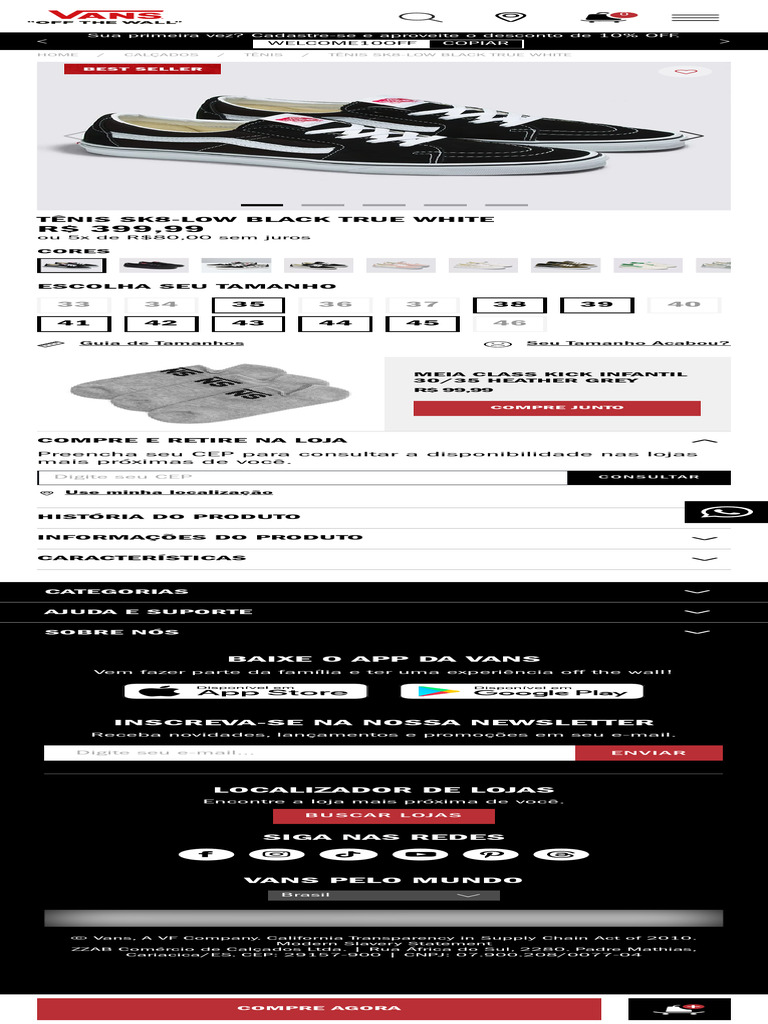 Tênis Sk8-Low Black True White Vans | PDF