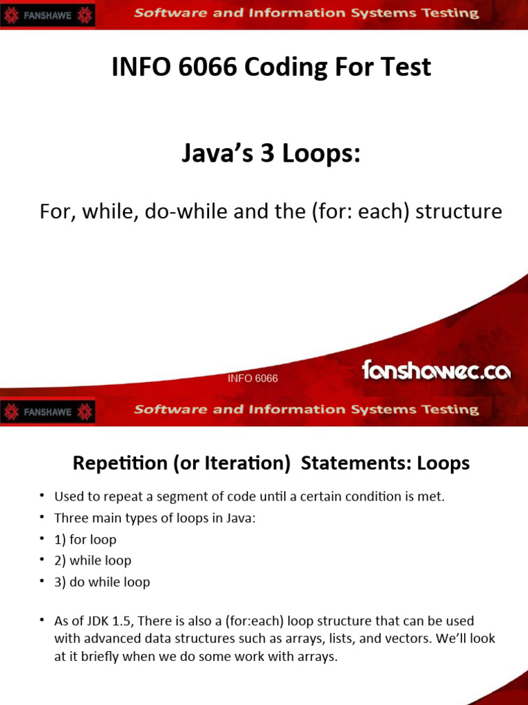 INFO6066 - Repetition (Loop) Control Structures | PDF | Control Flow | Software Development