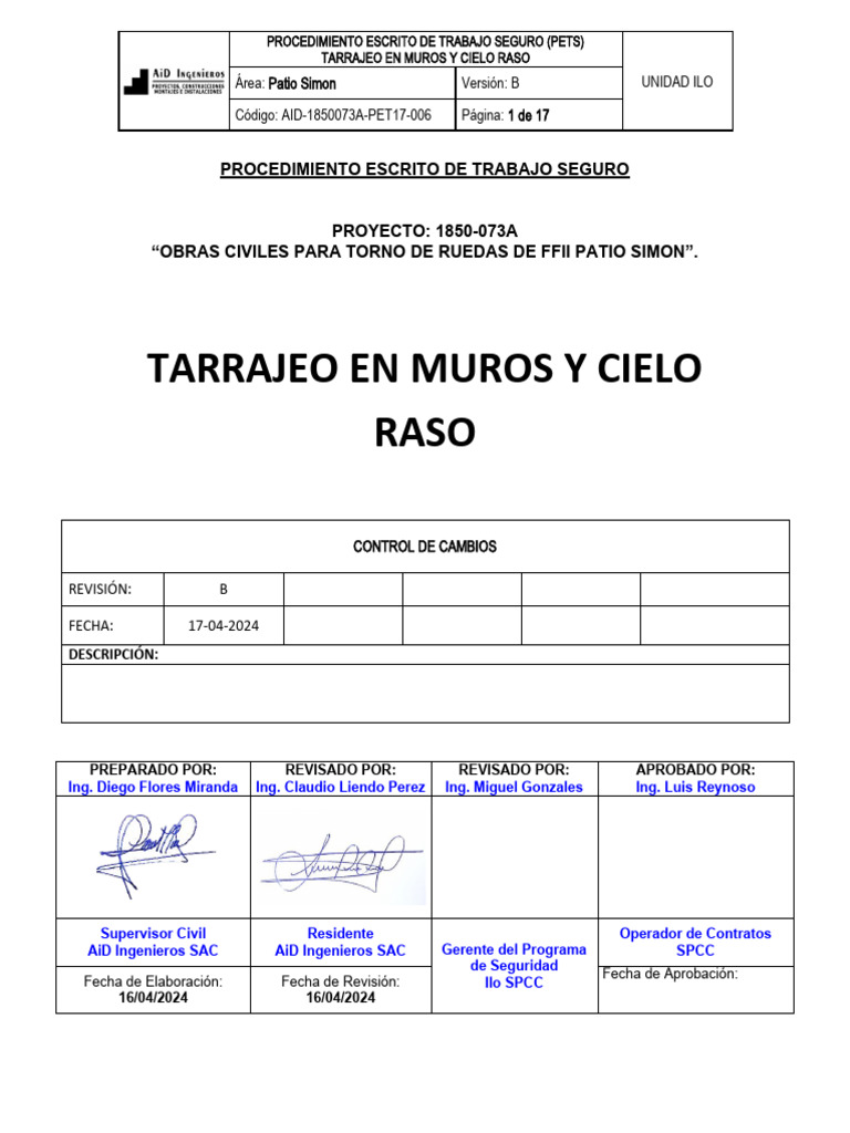 Aid-1850073a-Pet17-007 - B Tarrajeo en Muros y Cielo Raso | PDF Aid-1850073a-Pet17-007 - B Tarrajeo en Muros y Cielo Raso | PDF