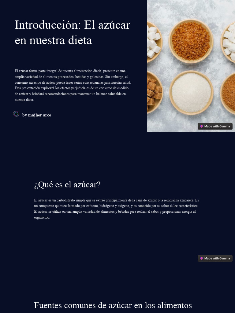Introduccion El Azucar en Nuestra Dieta | PDF | Azúcar | Dieta y nutrición
