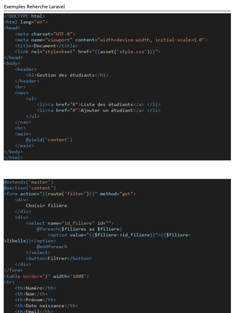 Exemples Reherche Laravel | Download Free PDF | Authentication | Cyberspace