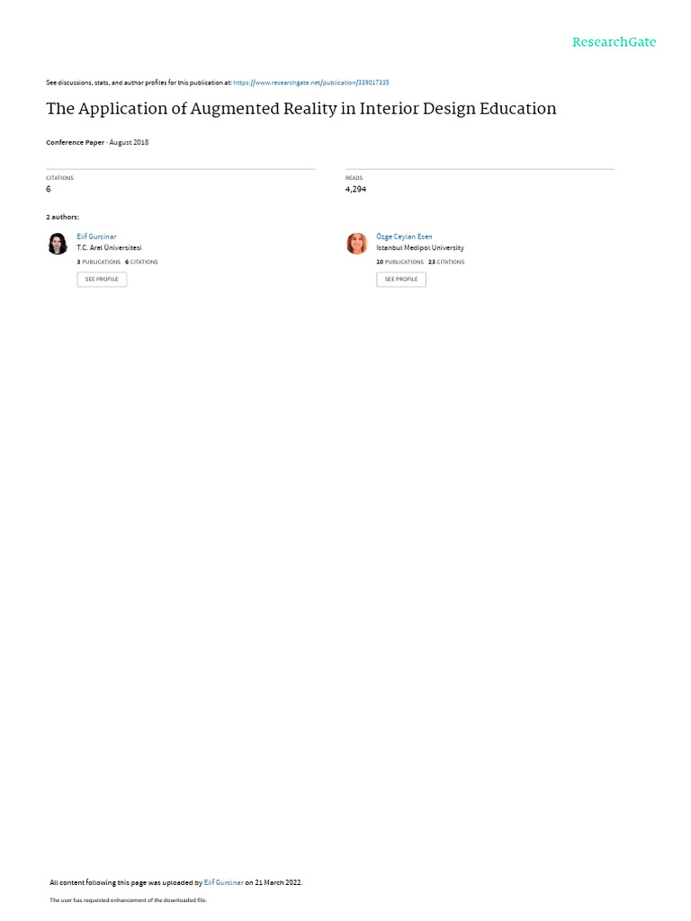 The Application of Augmented Reality in Interior Design Education | PDF ...