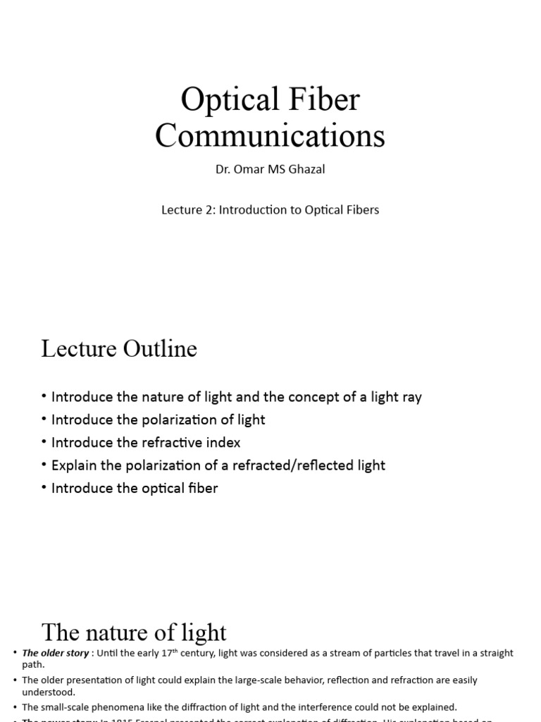 Introduction to Optical Fibers and Light | PDF | Optical Fiber ...
