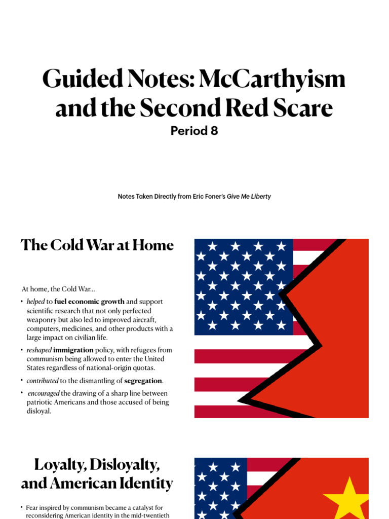 Guided Notes - McCarthyism and The Second Red Scare | PDF | Joseph Mc ...